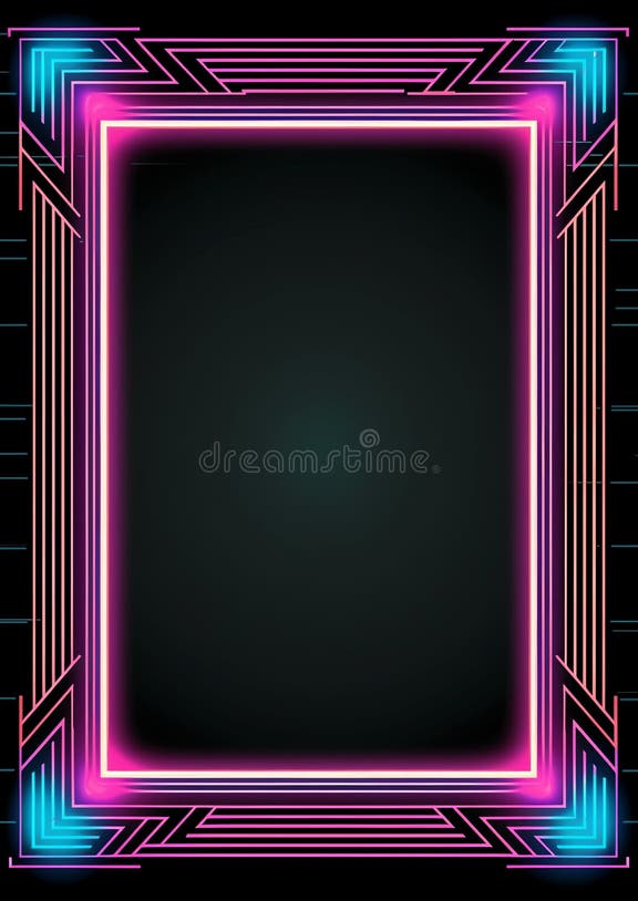 Rectangular Frame in the Style of Retrowave Synthwave and Black ...