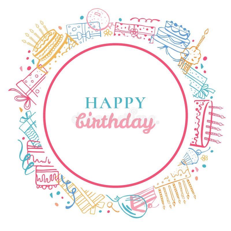 Happy Birthday Round Frame Gift Boxes Stock Illustrations – 55 Happy ...