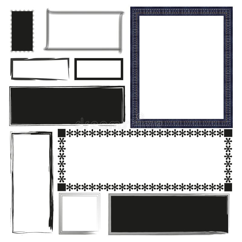 Rectangular Frame Vector Set. Various Decorative Borders. Black and ...