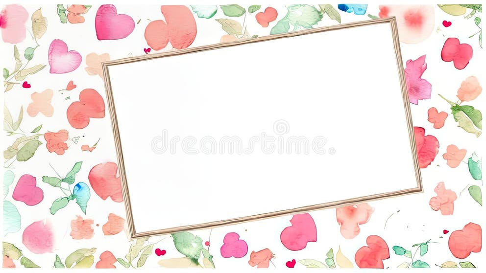 Rectangular Frame of Watercolor Hearts in Delicate Shades Stock ...