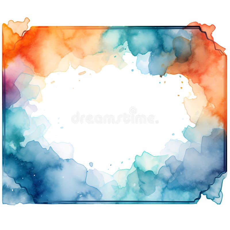 Rectangular Frame in Watercolor Painting Style Stock Illustration ...