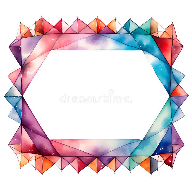 Rectangular Frame in Watercolor Painting Style Stock Illustration ...