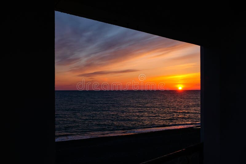 Rectangular Frame through Which the Sea Shore is Visible Stock Image ...