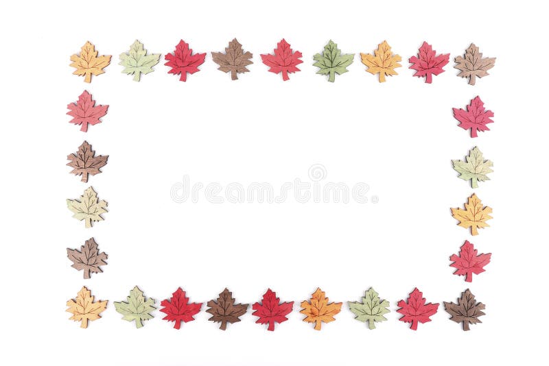 Rectangular Frame of Wooden Decorative Leaves of a Tree Stock Photo ...