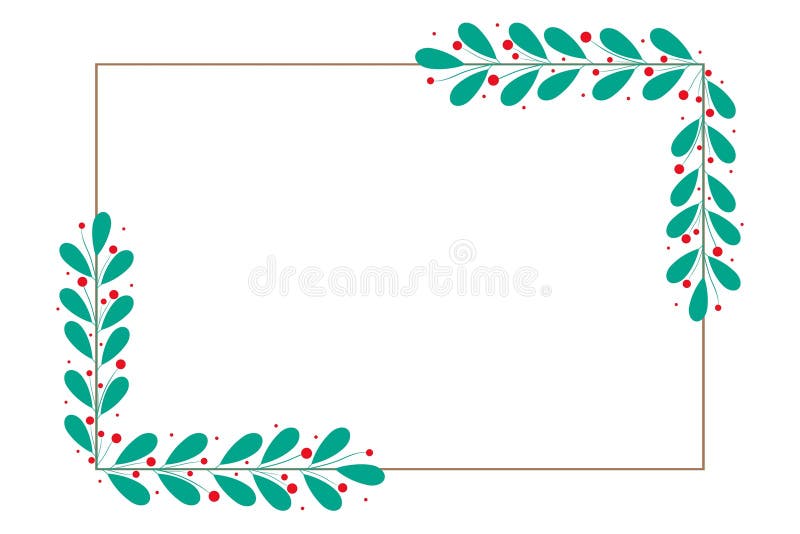 Rectangular Frame or Wreath Decorated with Green Leaves Stock ...