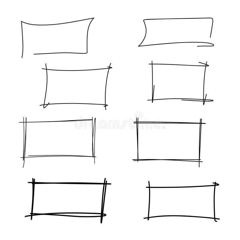 Rectangular Frames Drawn with a Marker Pen in the Style of Doodle ...