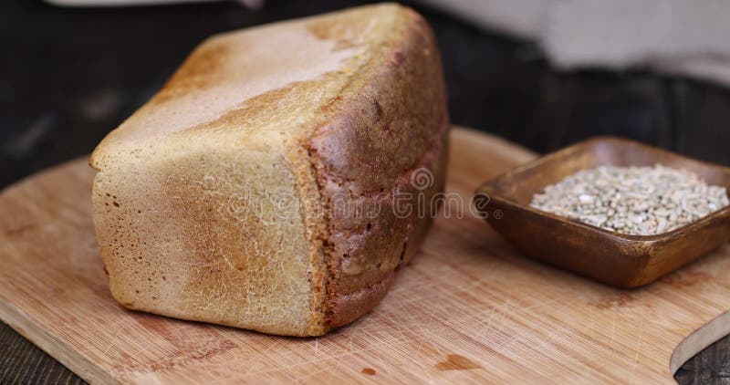 Rectangular Fresh and Soft Bread on the Table Stock Video - Video of ...