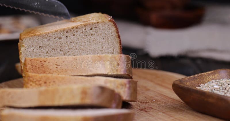 Rectangular Fresh and Soft Bread on the Table Stock Footage - Video of ...