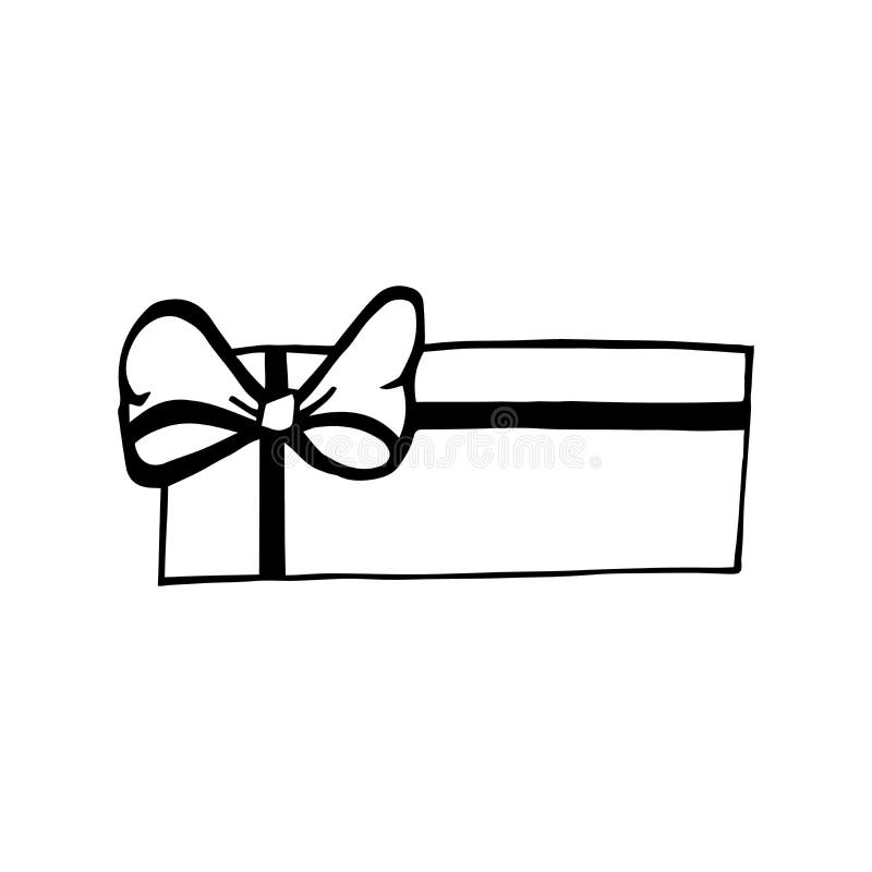 Rectangular Gift Box with Bow Stock Vector - Illustration of doodle ...