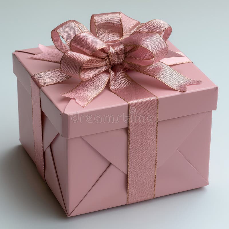 A Rectangular Gift Box Wrapped in Light Pink, Possibly Velvety Paper ...