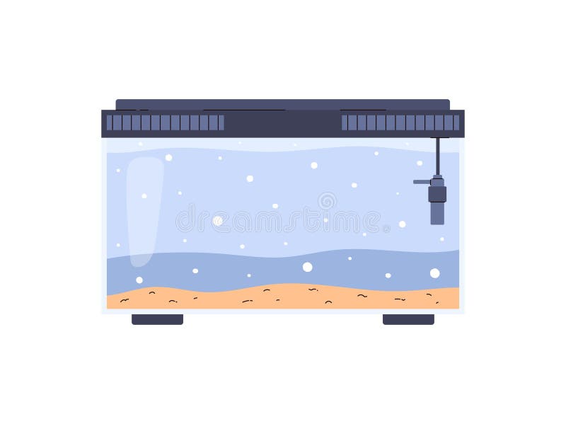 Rectangular Glass Empty Aquarium with Lid and Water, Vector on White ...
