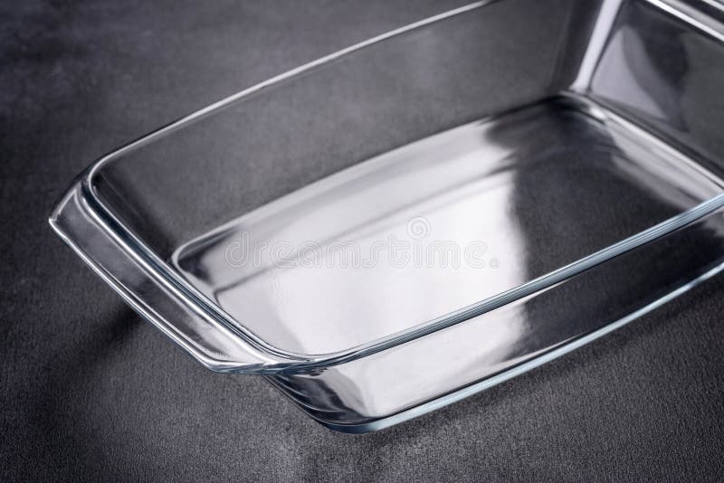 A Rectangular Glass Empty Dish for Baking on a Dark Concrete Background Stock Photo - Image of ...
