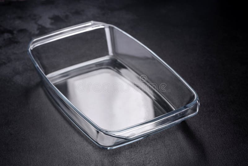 A Rectangular Glass Empty Dish for Baking on a Dark Concrete Background Stock Photo - Image of ...