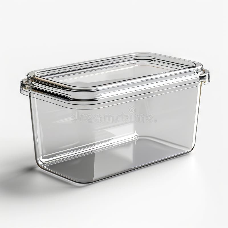 Rectangular Glass Food Container with Locking Lid, Isolated on White ...