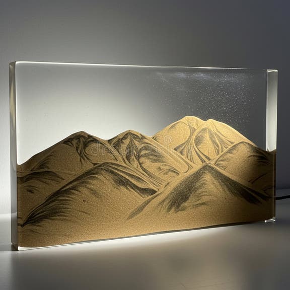 A Rectangular Glass Frame Containing an Artistic Sand Formation that ...
