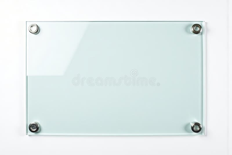 A Rectangular Glass Panel Mounted on White Background with Fixtures ...