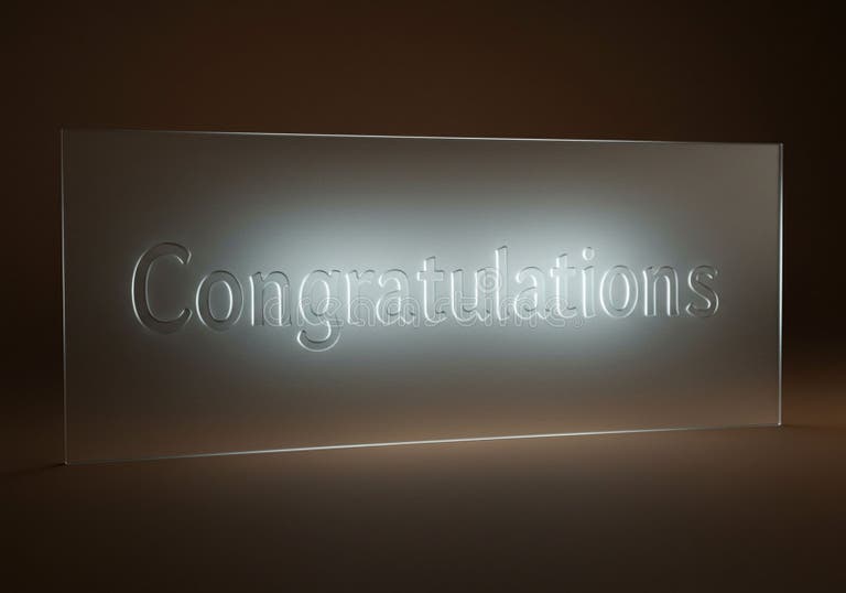 A Rectangular Glass Panel with the Word "Congratulations" Embossed on ...