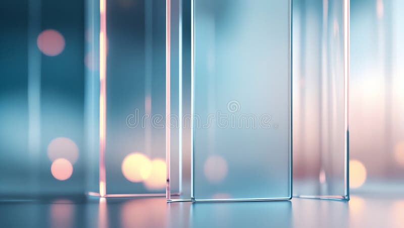 Rectangular Glass Panels Stand Vertically on a Smooth Surface, Creating ...