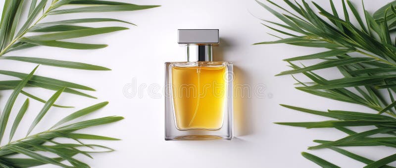 A Rectangular Glass Perfume Bottle Filled with Gold Liquid is Set ...