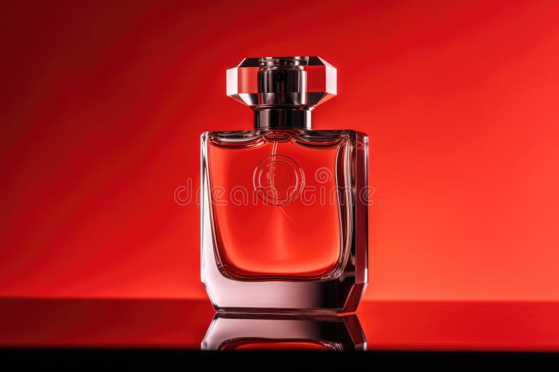 Rectangular Glass Perfume Bottle in Red Light, Created Using Generative ...