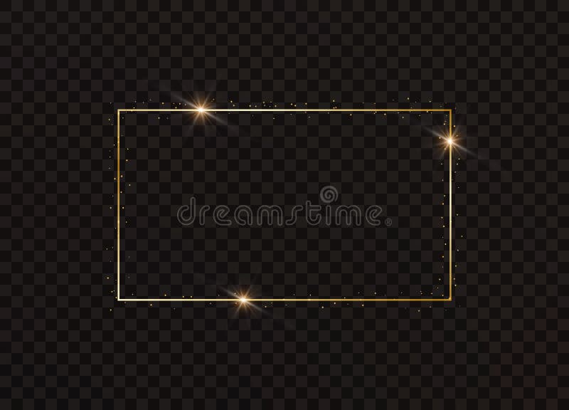 Rectangular Gold Frame with Light Effects. Vector Illustration. Stock ...
