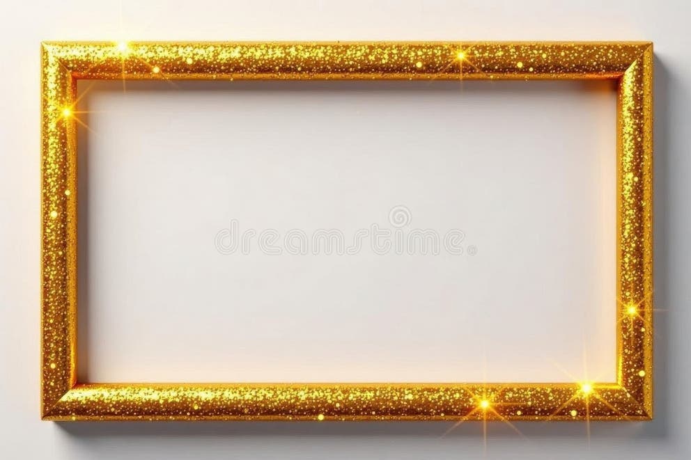 Rectangular Gold Glitter Frame, Sparkling Texture , Birthday, New Year ...