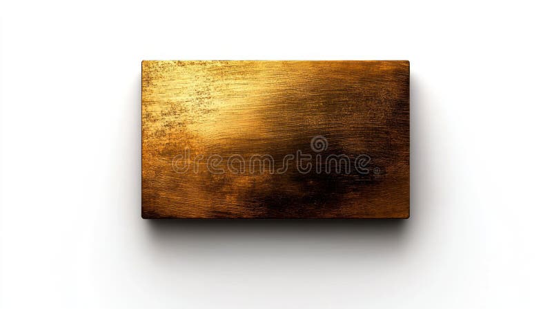 Rectangular Gold Plate with Metallic Finish on White Background Stock ...