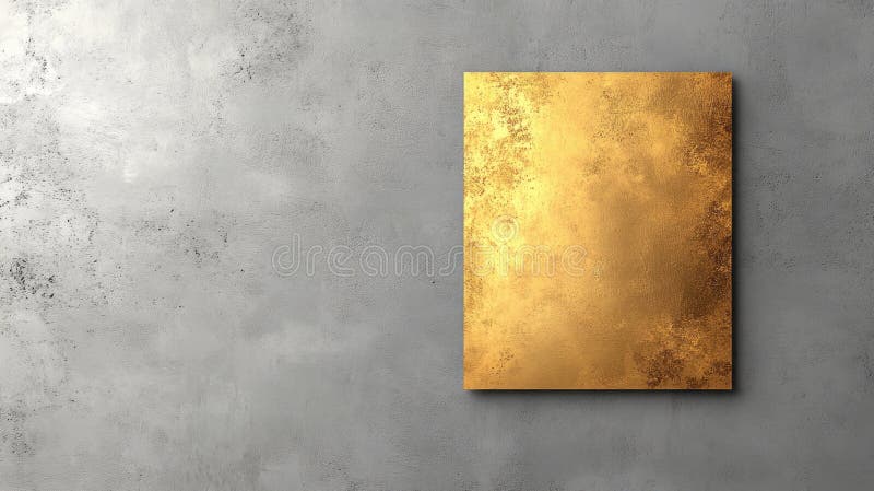 Rectangular Gold Plate with Metallic Finish on White Background Stock ...