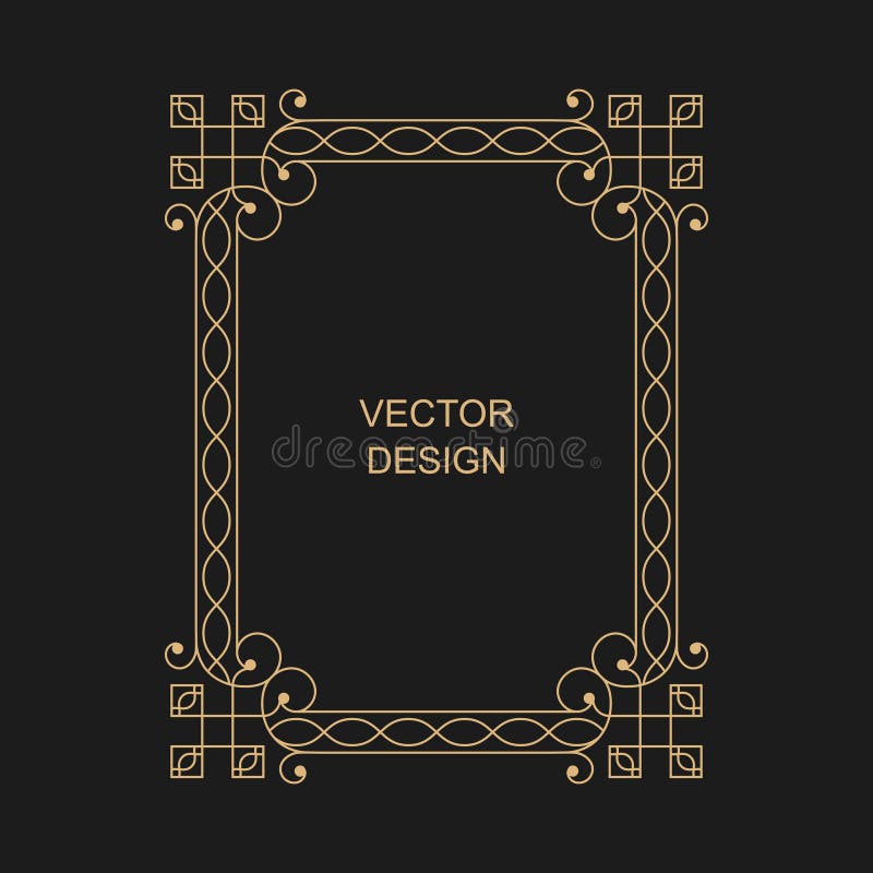 Rectangular golden frame stock vector. Illustration of branding - 206331271