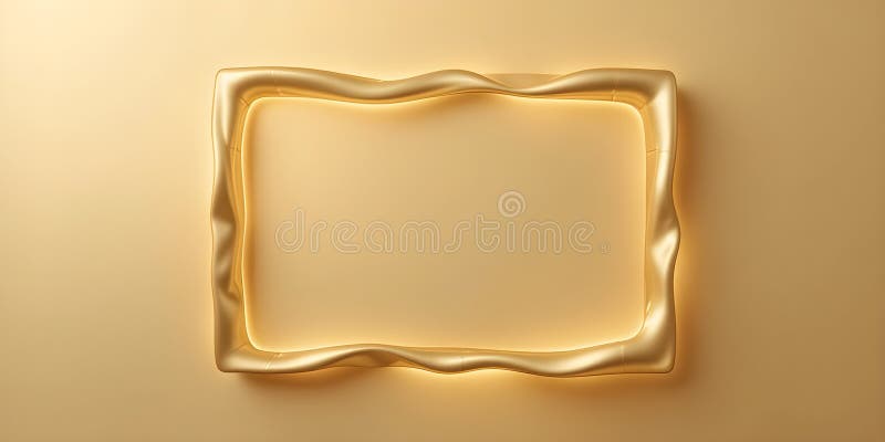 Rectangular Golden Frame with Wavy Edges and Luminous Glow Stock ...