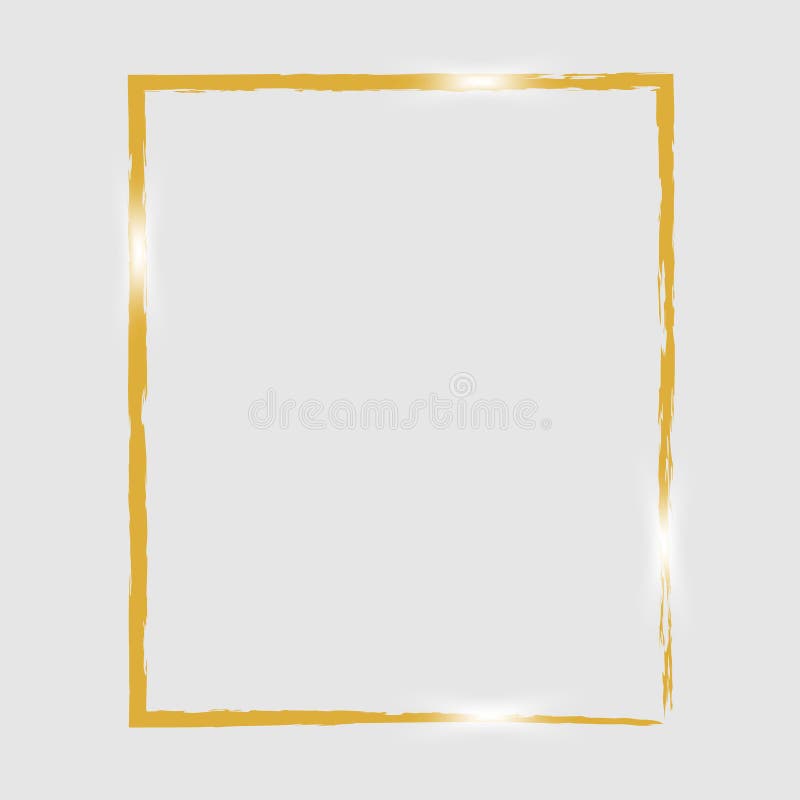 Rectangular Golden Frames with Glow Effects. Geometric Rectangle Line ...