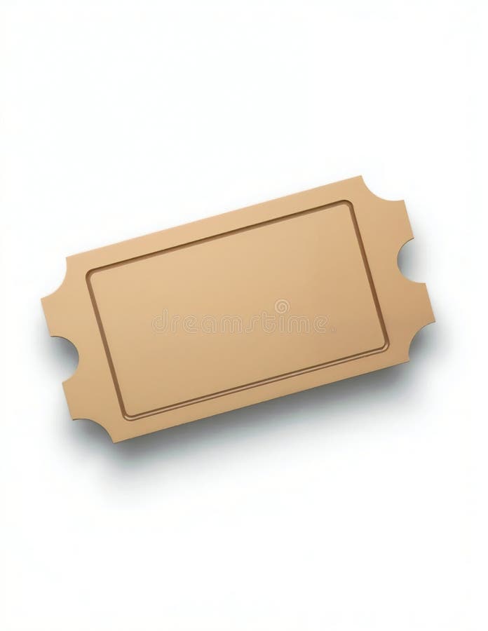 Rectangular Golden Ticket with Rounded Notches on White Background ...