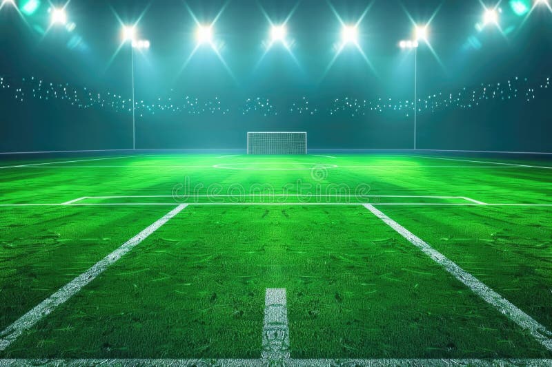 A Rectangular Grassy Field with a Net and Posts at One End, Suitable ...