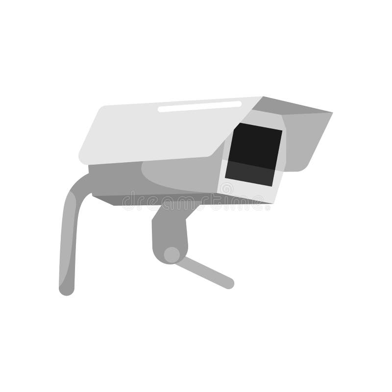 Rectangular Gray CCTV Camera on White Backdrop. Equipment Surveillance ...