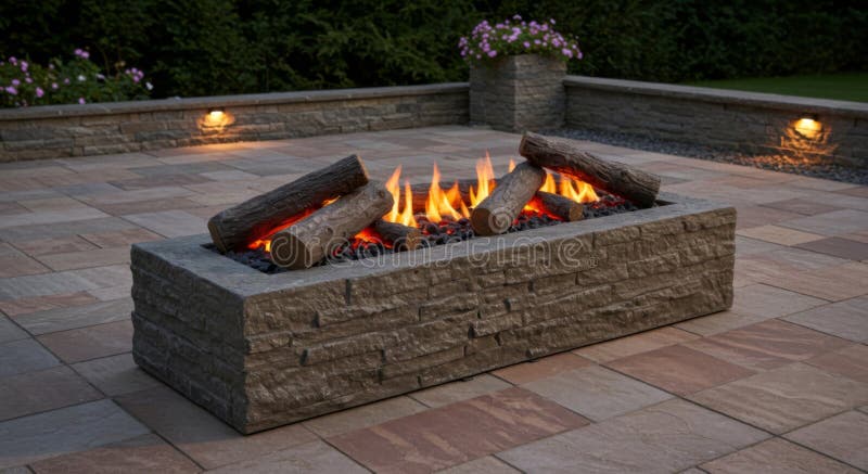Rectangular Gas Fire Pit Stock Illustrations – 7 Rectangular Gas Fire ...