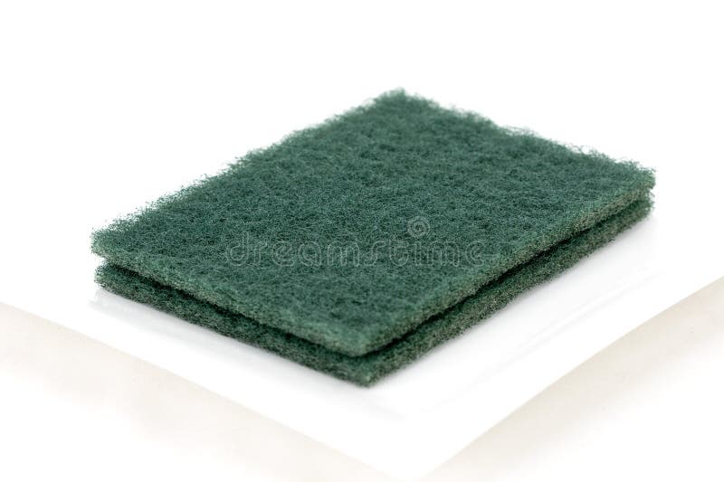 Rectangular Green Fiber Scrubbing Pad Used for Cleaning Stock Photo ...