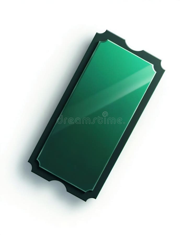 Rectangular Green Object with Beveled Edges on White Background Stock ...