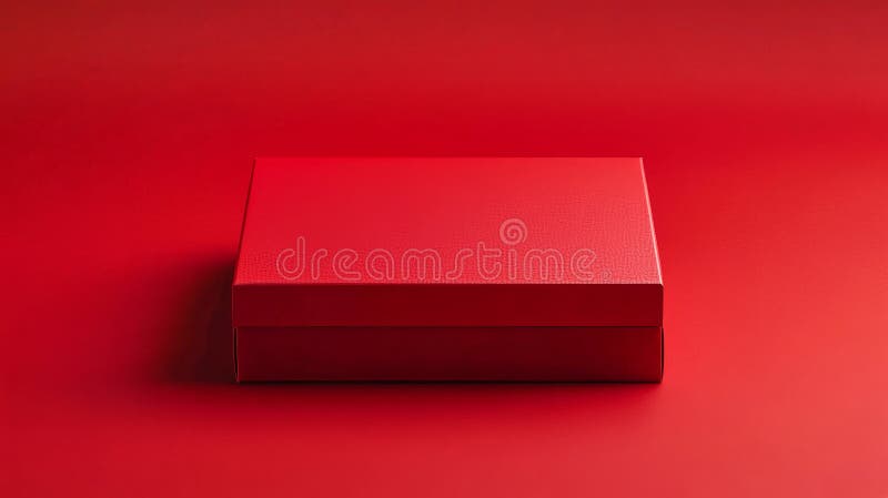 Rectangular Grey Packaging Box Displayed on Deep Red Background in Soft ...