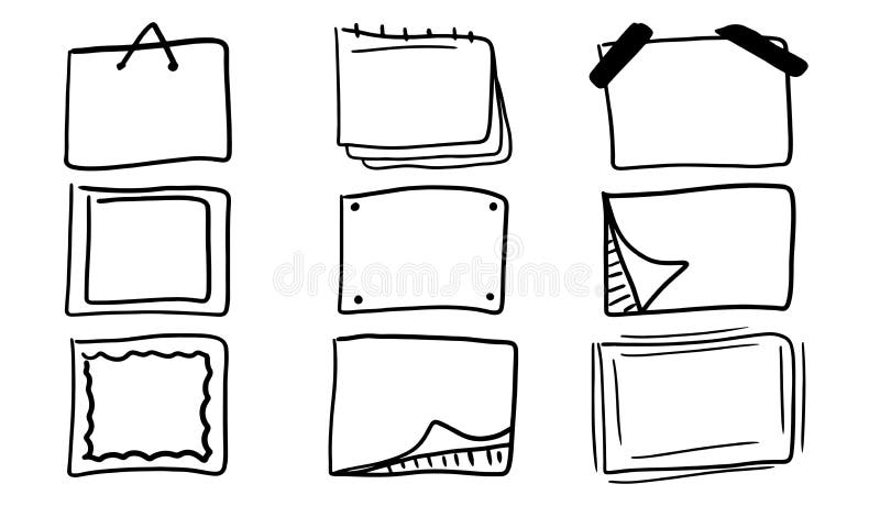 Rectangular Hand Drawn Frames Set. Collection of Doodles in Linear ...