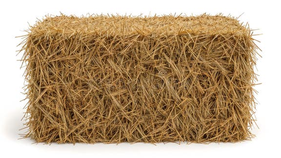 Rectangular Hay Bale with Dry Straw Stock Illustration - Illustration ...