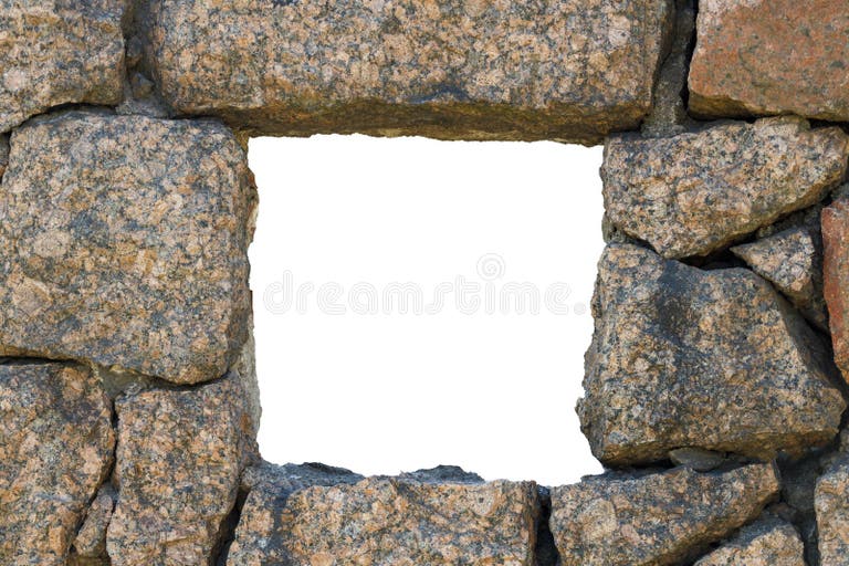 Rectangular Hole in the Wall Made of Natural Stone Stock Image - Image ...