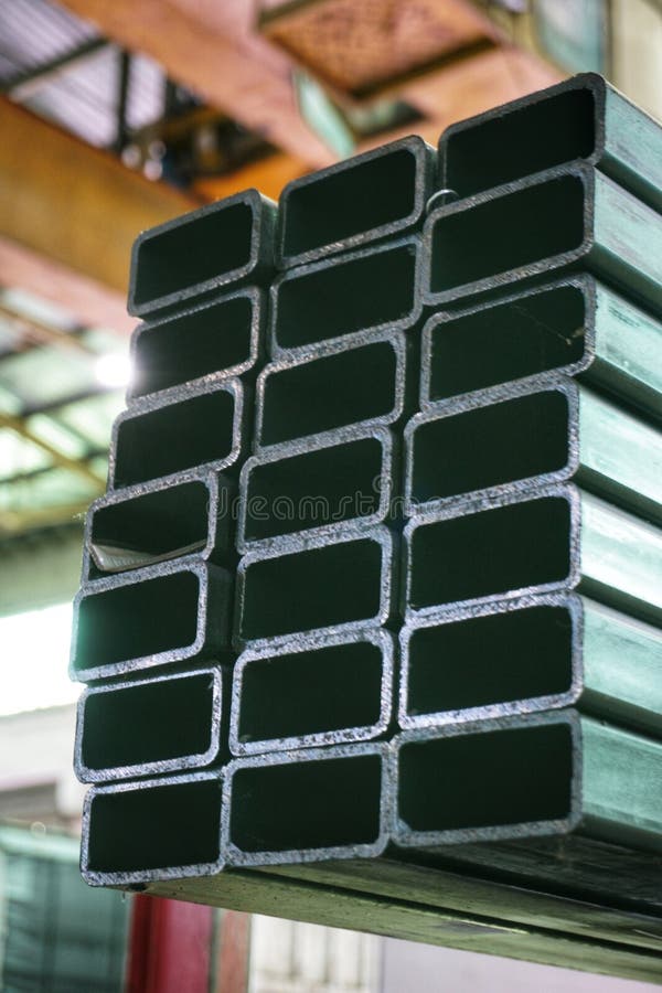 Rectangular Hollow Section Steel Bundle in a Warehouse Stock Photo ...