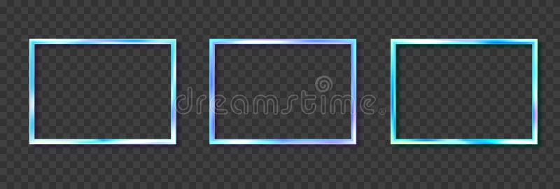 Rectangular Holographic Frames Set. Crystal Refraction Frame Stock ...