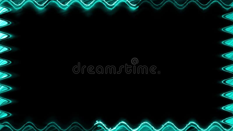 Rectangular Horizontal Closed Wavy Frame Glowing Neon, Shiny Aquamarine ...