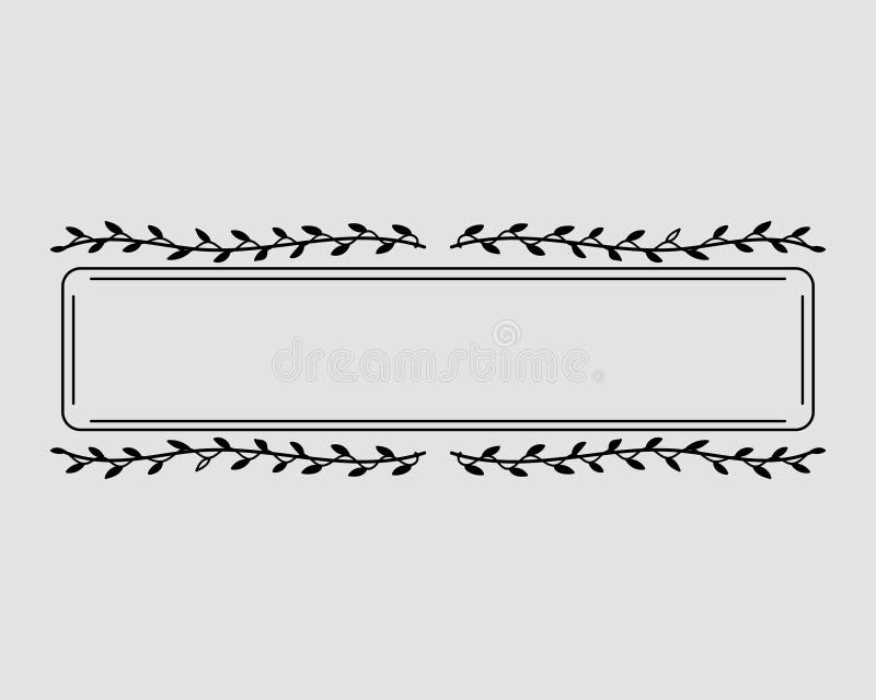 Rectangular Horizontal Doodle Branch Frame with Round Leaves Background ...