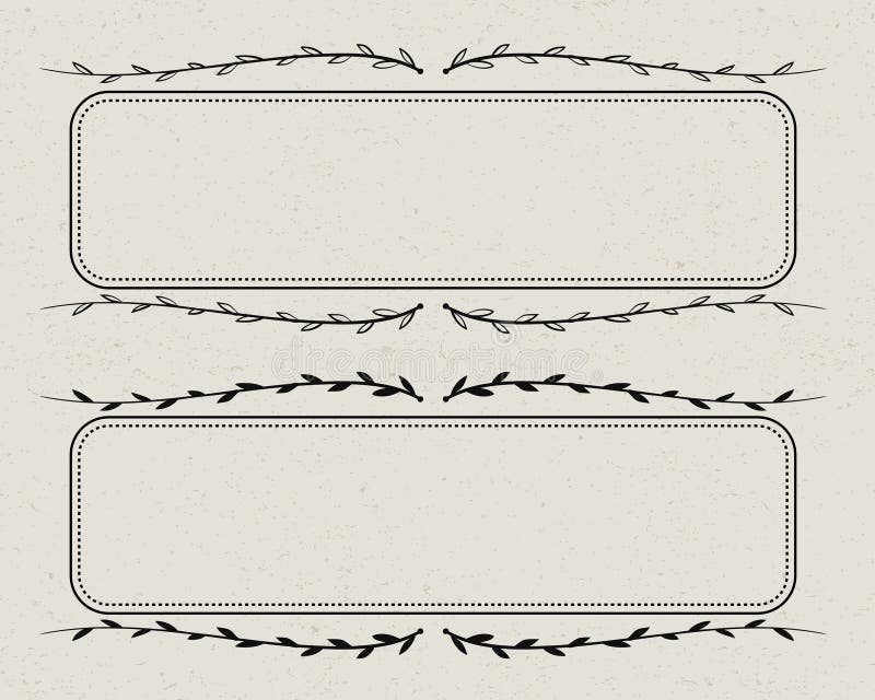 Rectangular Horizontal Doodle Branch Frame with Round Leaves Collection ...