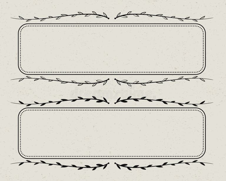 Rectangular Horizontal Doodle Branch Frame with Round Leaves Collection ...