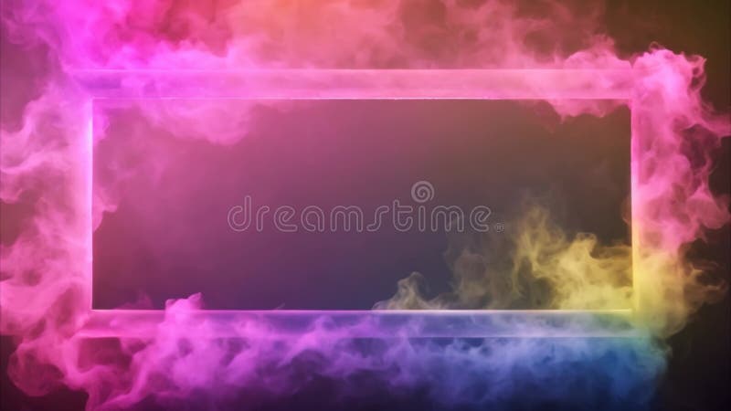 Rectangular Horizontal Frame Around Colorful Moving Smoke, Dark ...