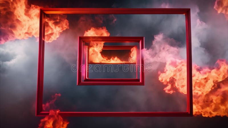 Rectangular Horizontal Frame in the Frame, Thick Smoke in the Back and ...