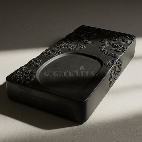Rectangular Ink Stone Made from Black Stone, Used in Traditional ...